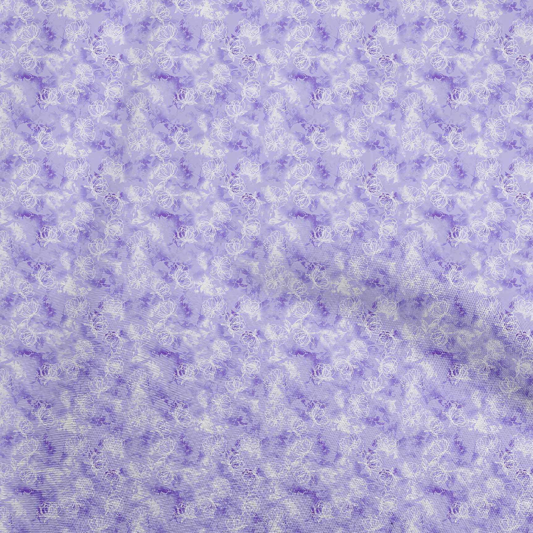 oneOone Velvet Medium Purple Fabric Asian-Tie & Dye-Floral Sewing ...