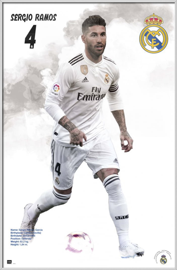 Real Madrid - Framed Soccer Poster (Sergio Ramos In Action) (Size: 24 ...