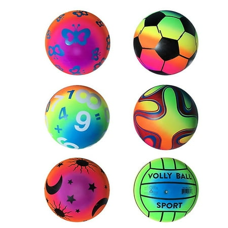 5 Pcs 22 Cm Thickened Rainbow Balls Elastic Pvc Beach Sports Play Ball ...
