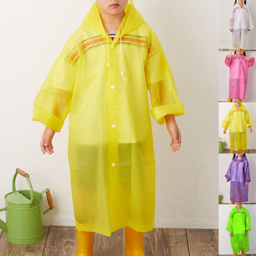Happy Date 1 Pack Raincoats for Kids, Reusable Rain Ponchos with Hood and Sleeves Waterproof ...