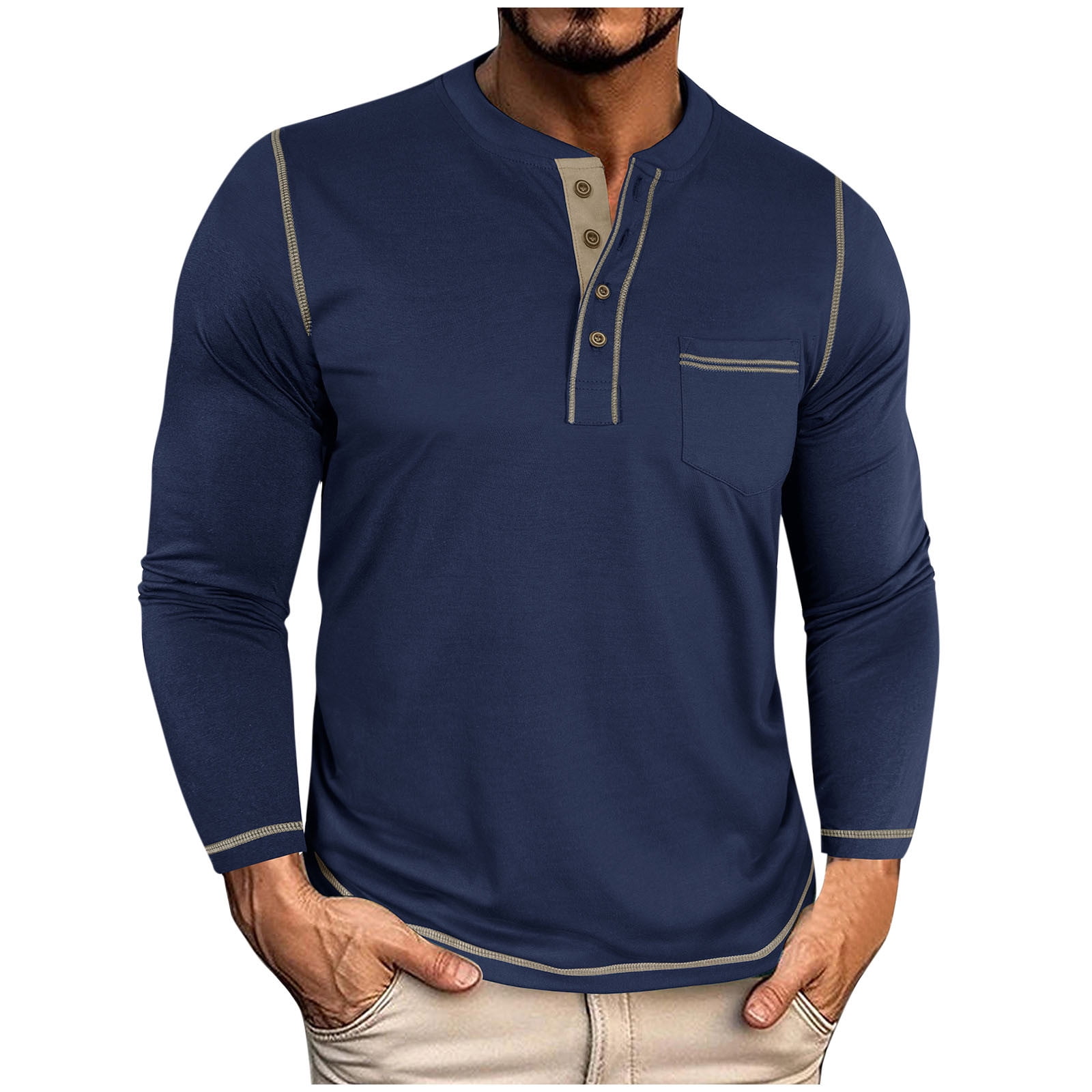 Click here for Zfhfof Mens Casual Henley Shirts Classic Long Slee... prices