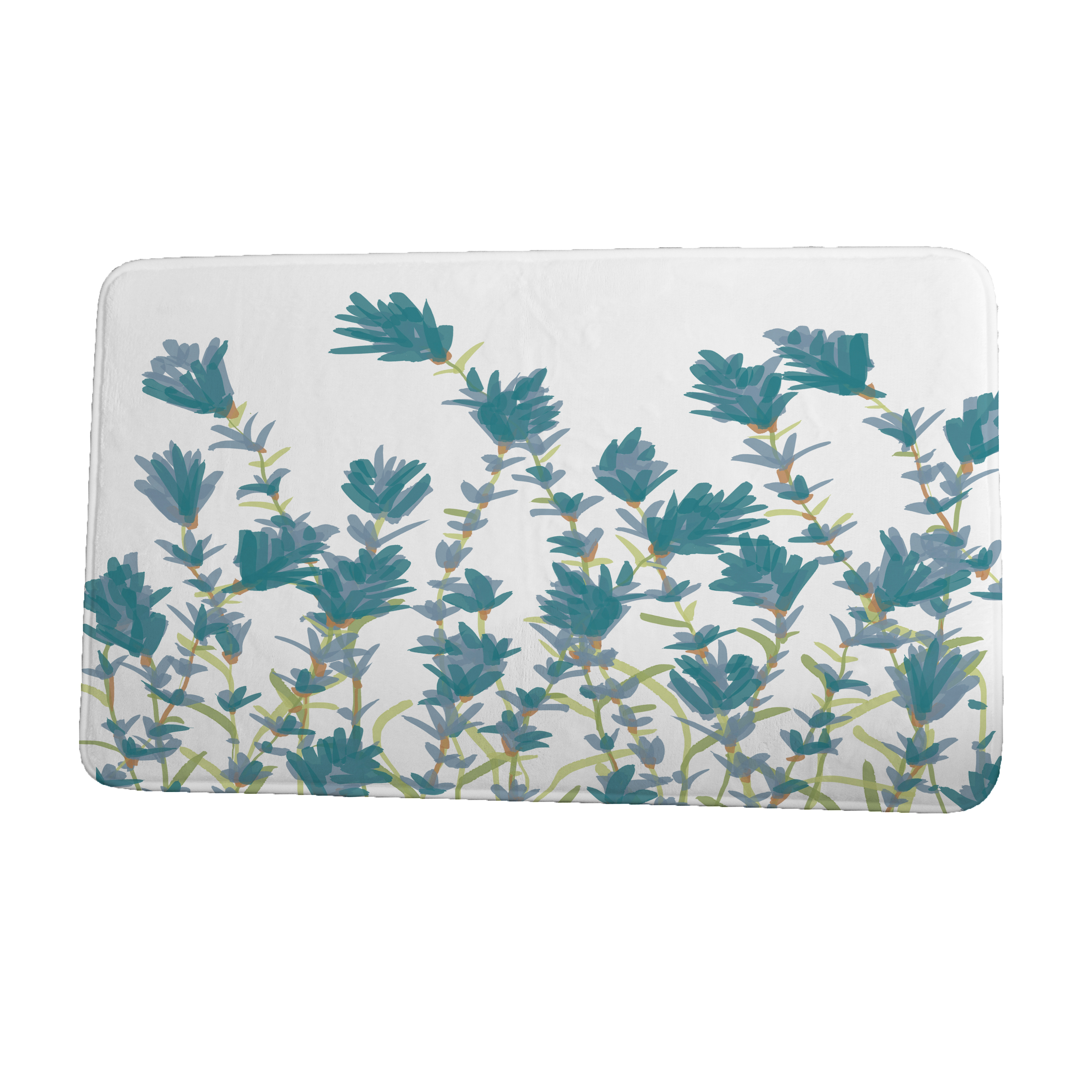 Botanical Blooms Lavender Blue Floral Print Bath Mat - Walmart.com