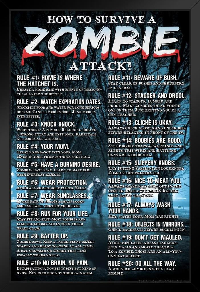 How To Survive A Zombie Attack Rules Guide Horror Movie Spooky Scary ...
