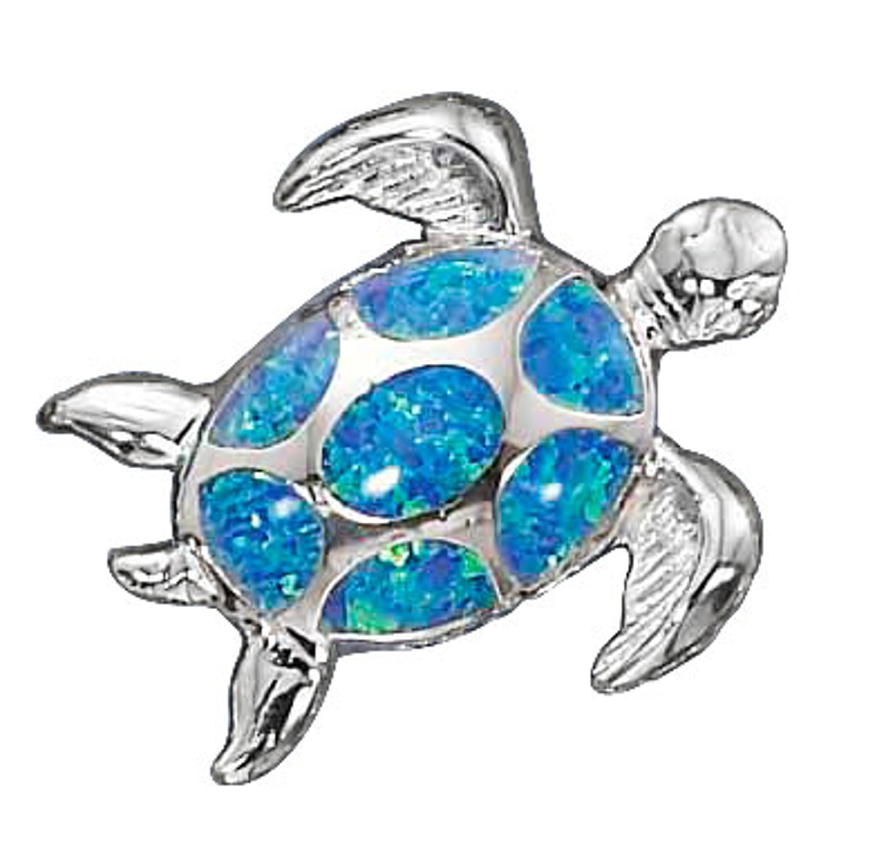 Sterling Silver 16" .8mm Box Chain Sea Turtle Pendant Necklace ...