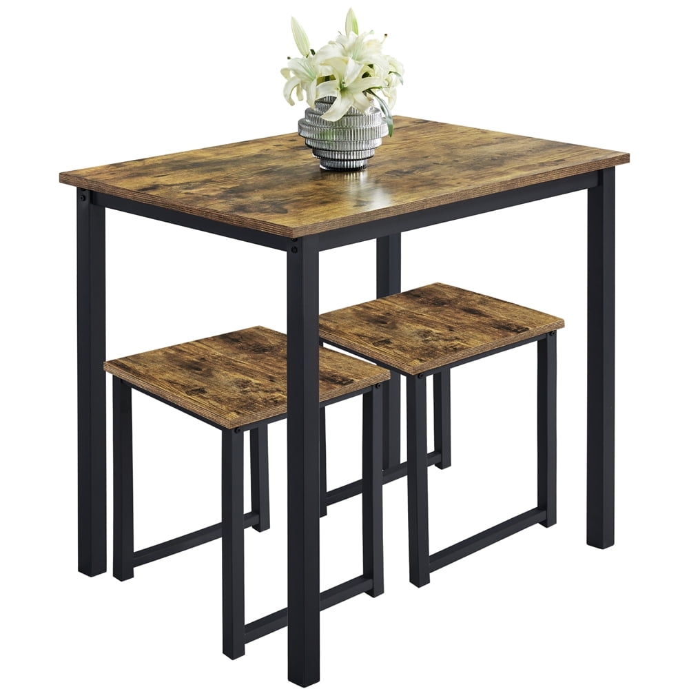 Alden Design 3pcs Industrial Dining Set, Rustic Brown - Walmart.com