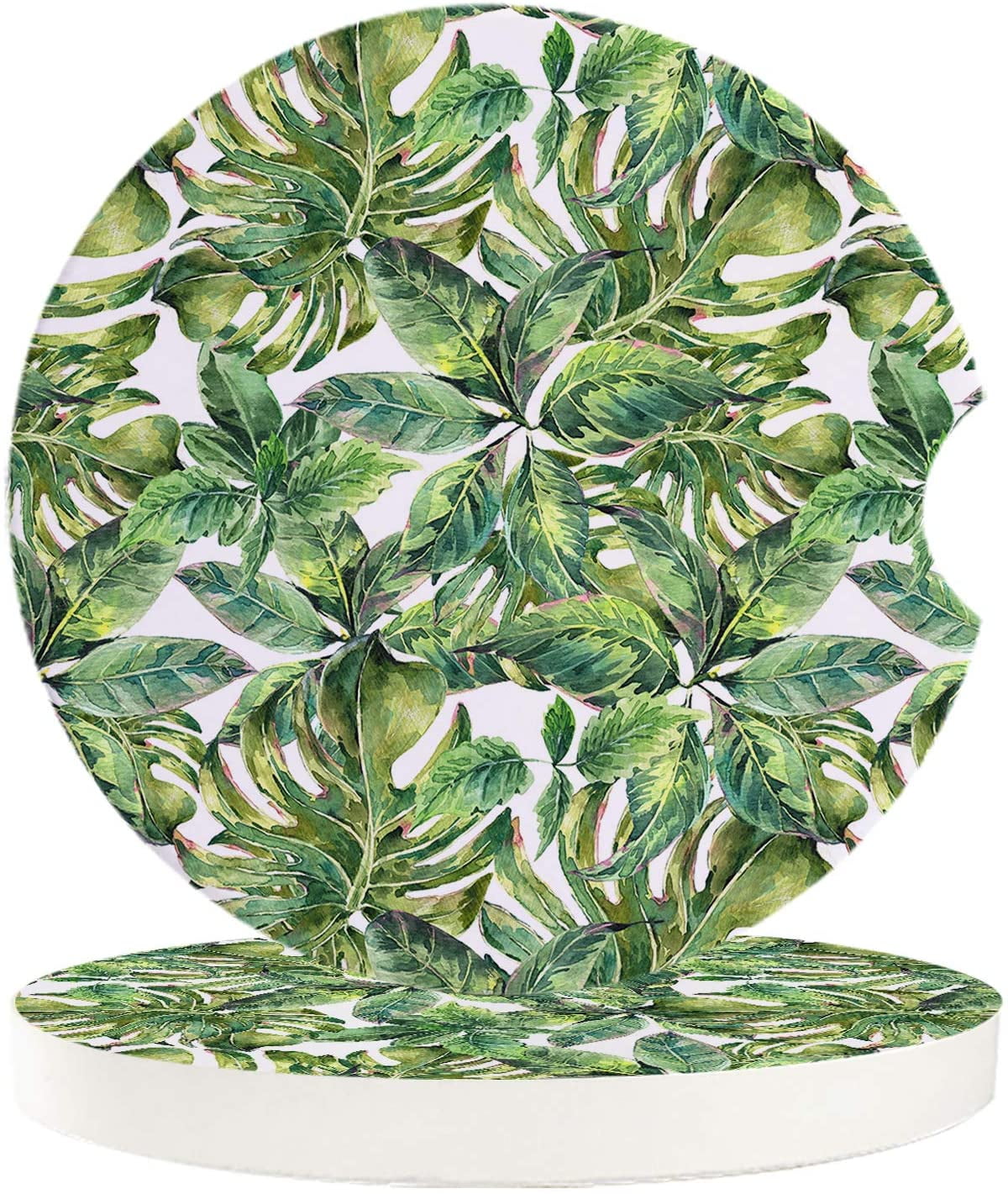 ZHANZZK Summer Tropical Plants Palm Leaf Set of 6 Car Coaster for ...