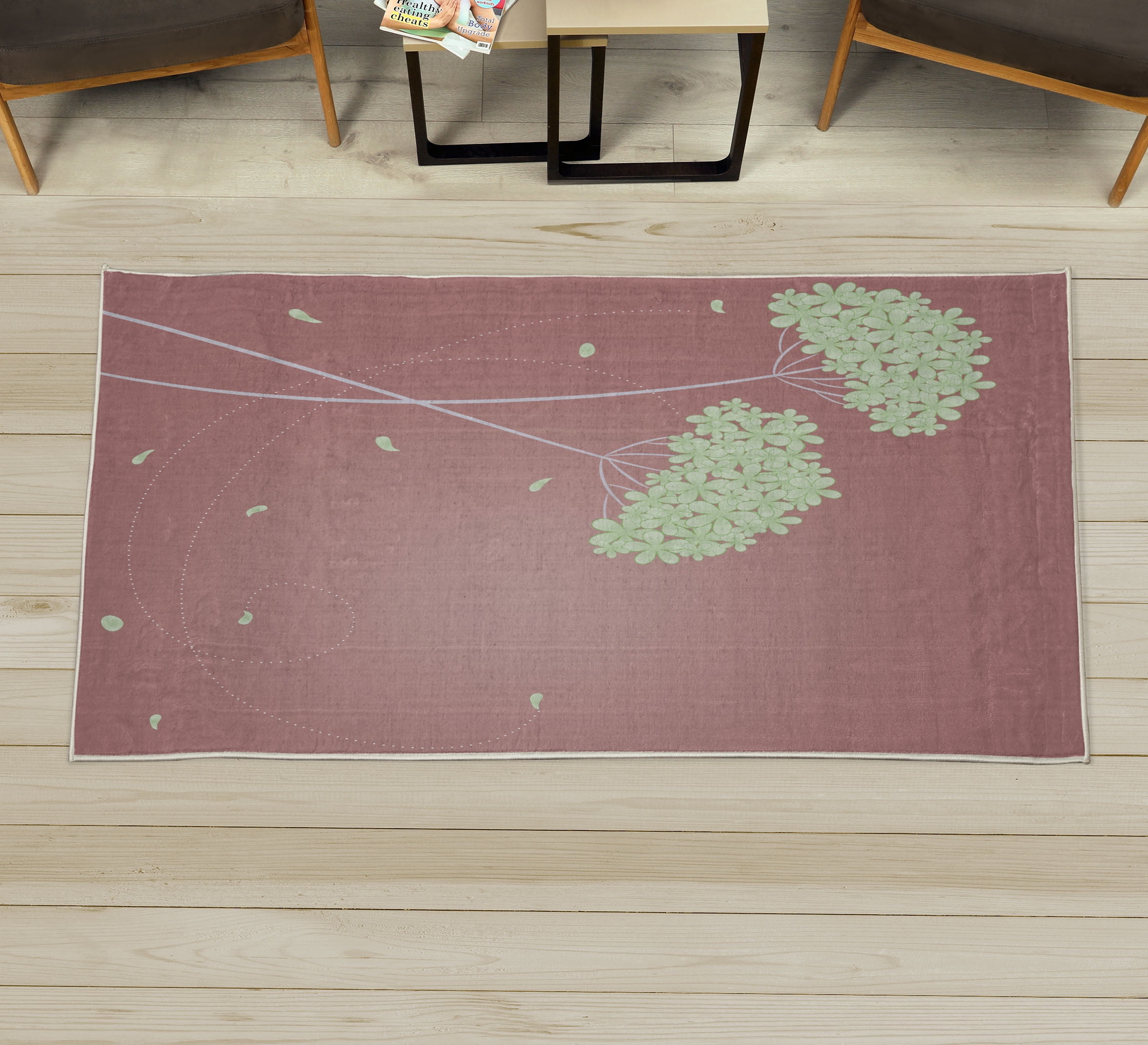 Allium Flower Decorative Rug, Floral Design with Swirl Lines Falling ...