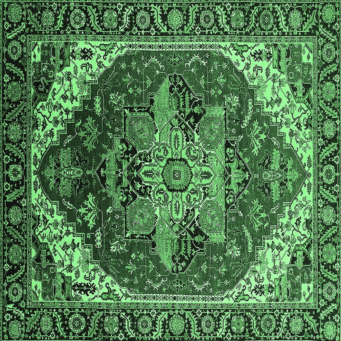 Ahgly Company Indoor Square Persian Emerald Green Traditional Area Rugs ...