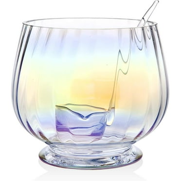 NiHome Large Plastic Punch Bowl with Ladle, Tongs and 25 Gold-Rimmed ...