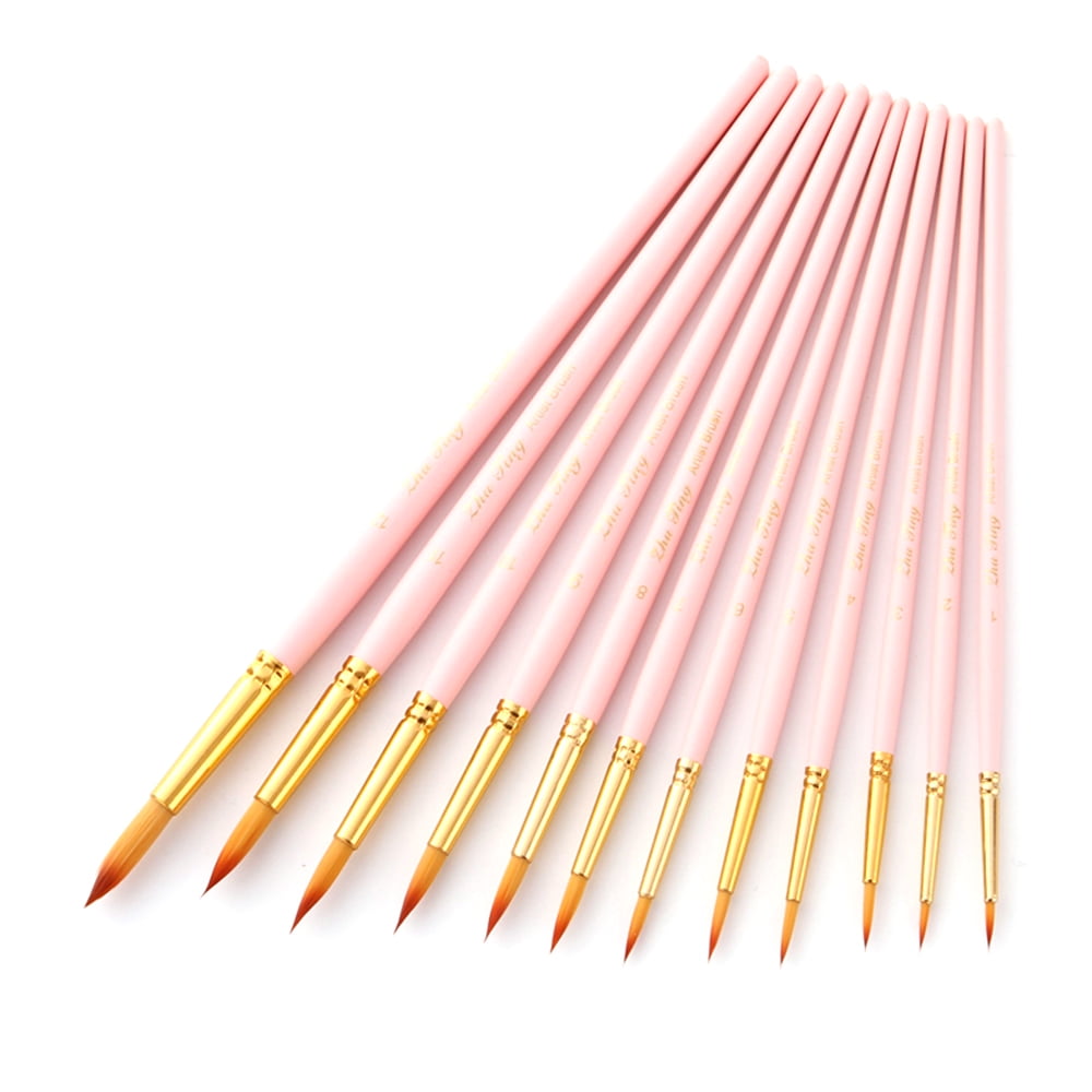 12pcs Professional Artist Paintbrush Set Round Pointed Paint Brushes ...