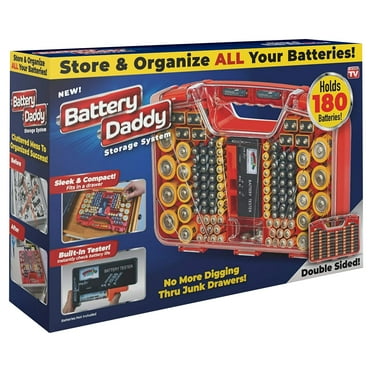 Battery Daddy, Double-Sided Battery Storage System with Tester, Holds ...