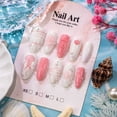 Soft Pink Jellyfish Press on Nails, Medium Almond Glossy Fake Nails ...