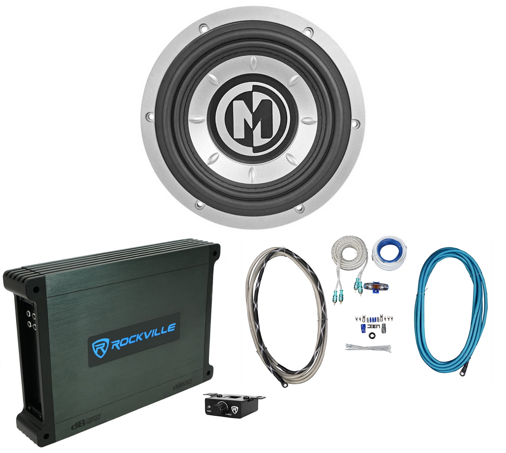 Memphis Audio MXA8D4 8" Free Air Marine Subwoofer IP66 Sub+Amplifier ...