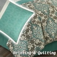 Lanco Blue Geometric Queen Size Comforter Set, Microfiber Print 7 Piece ...