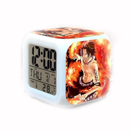 One Piece Ace Kids Digital Led Alarm Clock Night Light Glowing Desk ...