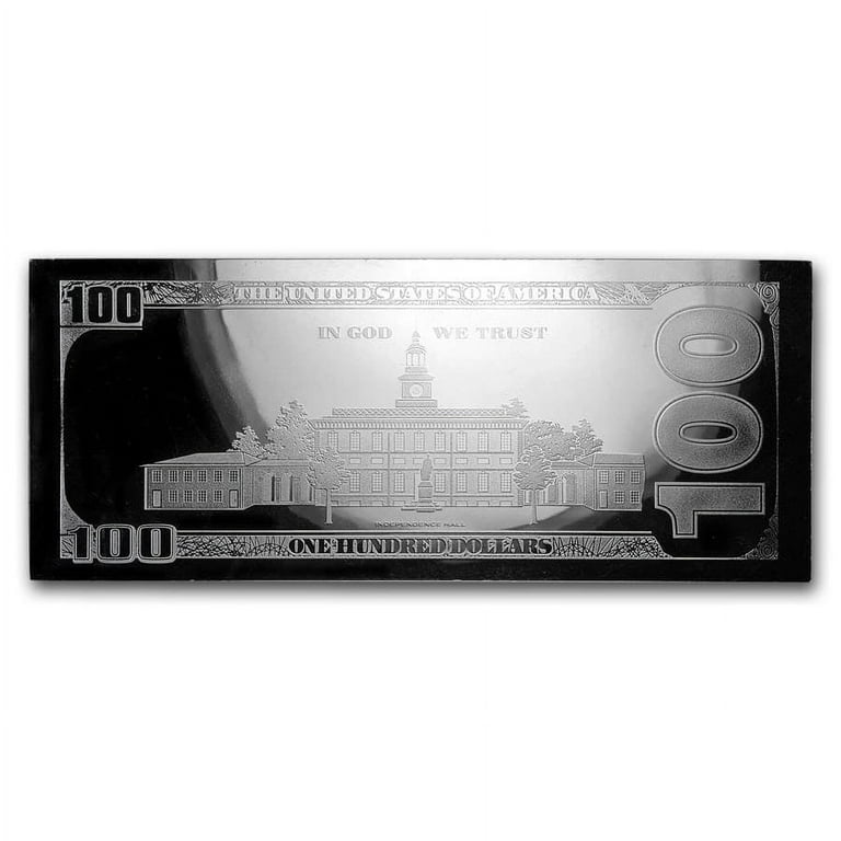 Scottsdale 100 Oz Silver Bar 4 Oz Silver Colorized Bar - $100 Bill ...