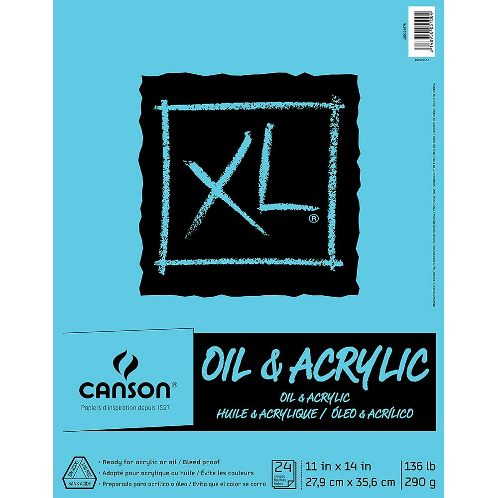 Canson XL Acrylic Art Pad for Acrylic or Oil Paint, 11" x 14", 24 Sheet ...