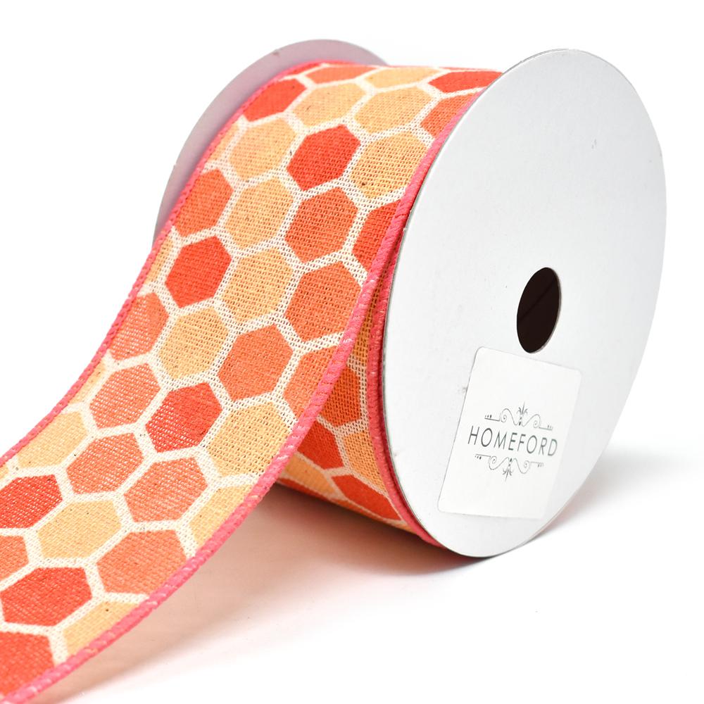 Variation Hex Wired Printed Canvas Ribbon, 2-1/2-Inch, 10-Yard, Coral ...