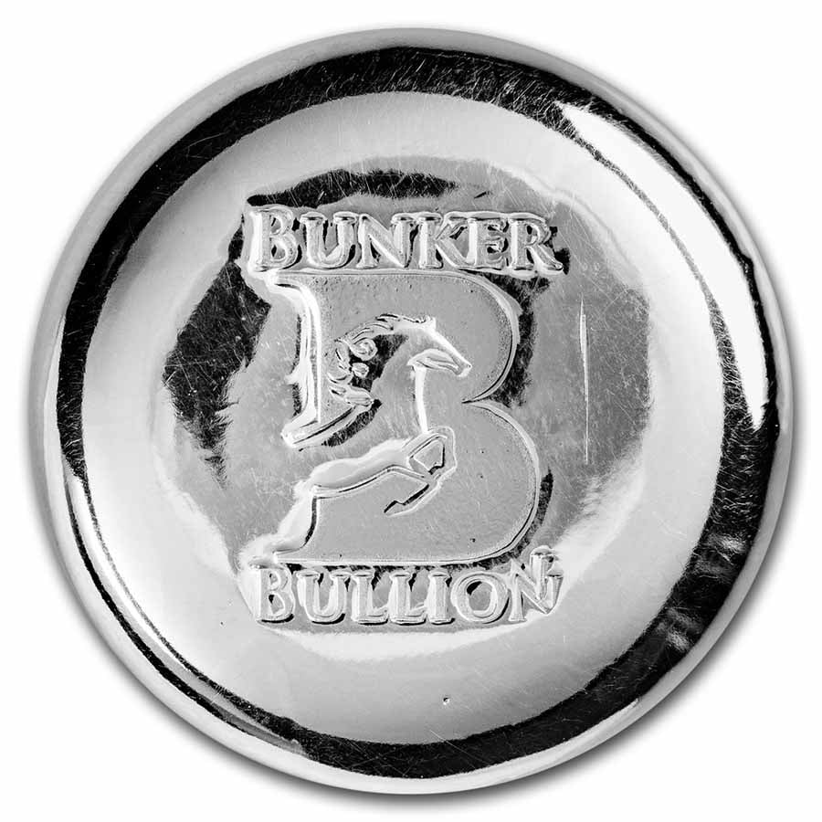 50 gram Cast Poured Silver Round - Bunker Bullion Button - Walmart.com