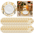 50 Pcs Round Gold Foil Placemats Set 13 Inch Disposable Metallic Mesh ...