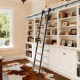108inch Carbon Steel Ladder with Oak Steps, Includes 4ft Telescoping ...