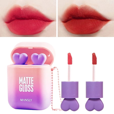 2 Piece Matte Lipstick Makeup Set, Waterproof Long Lasting Velvet ...