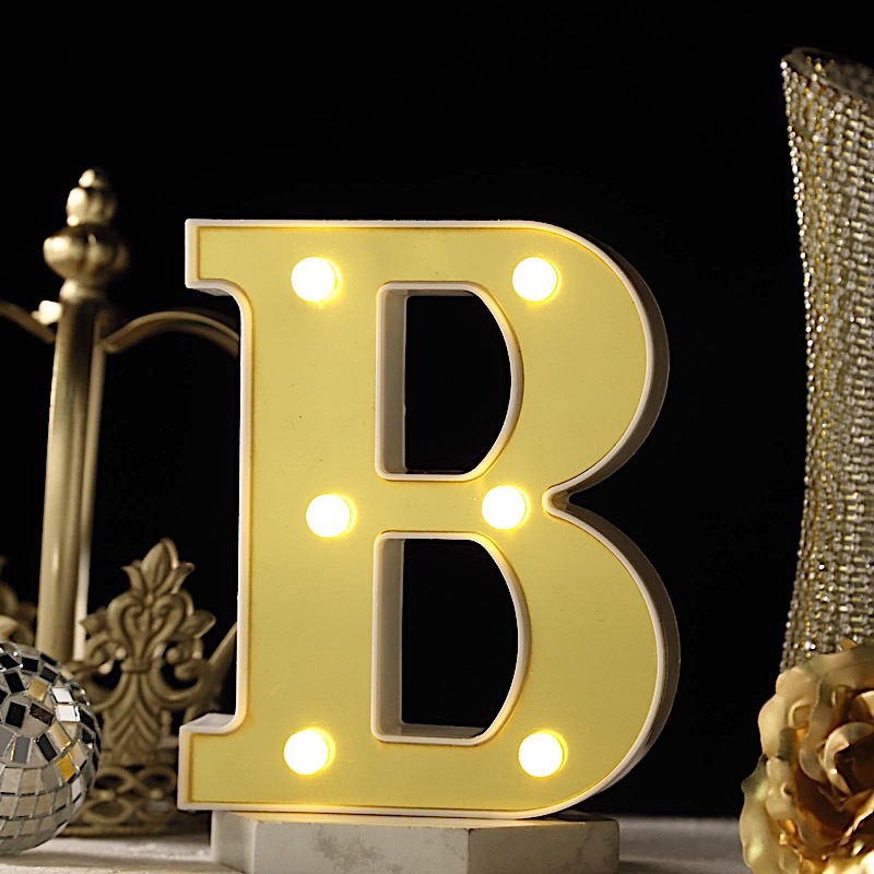 BalsaCircle 6" Gold B Marquee Warm White LED Lighted Sign Wedding ...