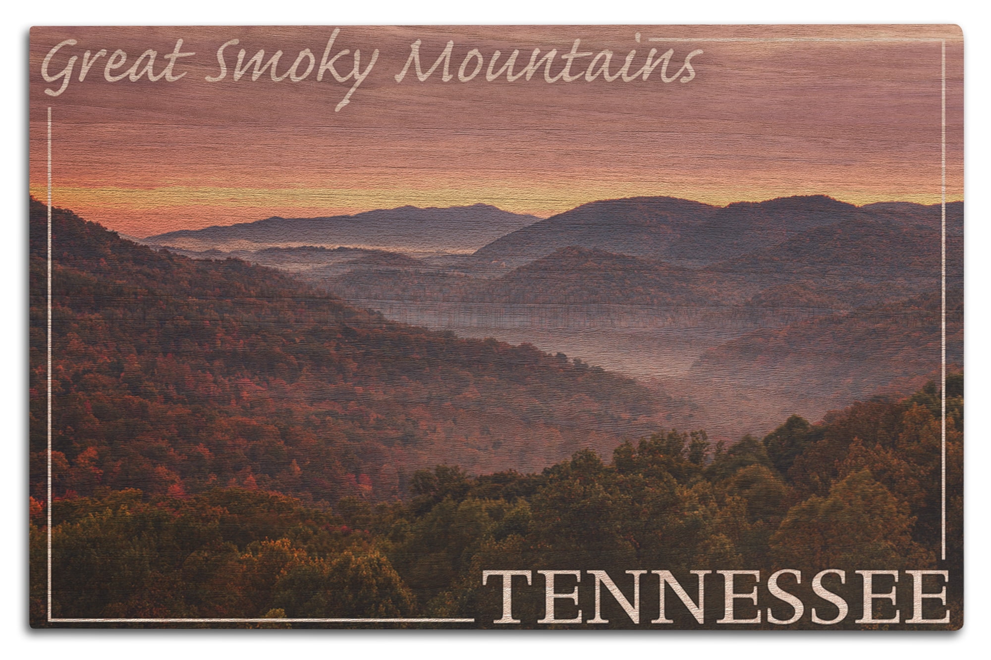 Great Smoky Mountains, Tennessee, Sunset Birch Wood Wall Sign (12x18 ...