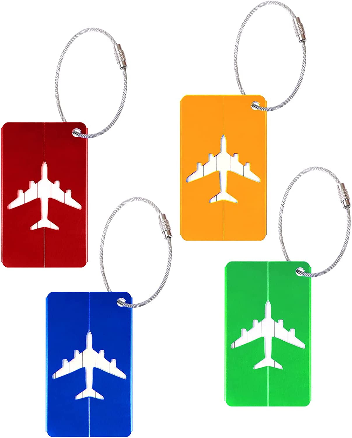 4 pcs Suitcase Tag, Luggage Tags, Stainless Steel Cable Anti-Lost ...