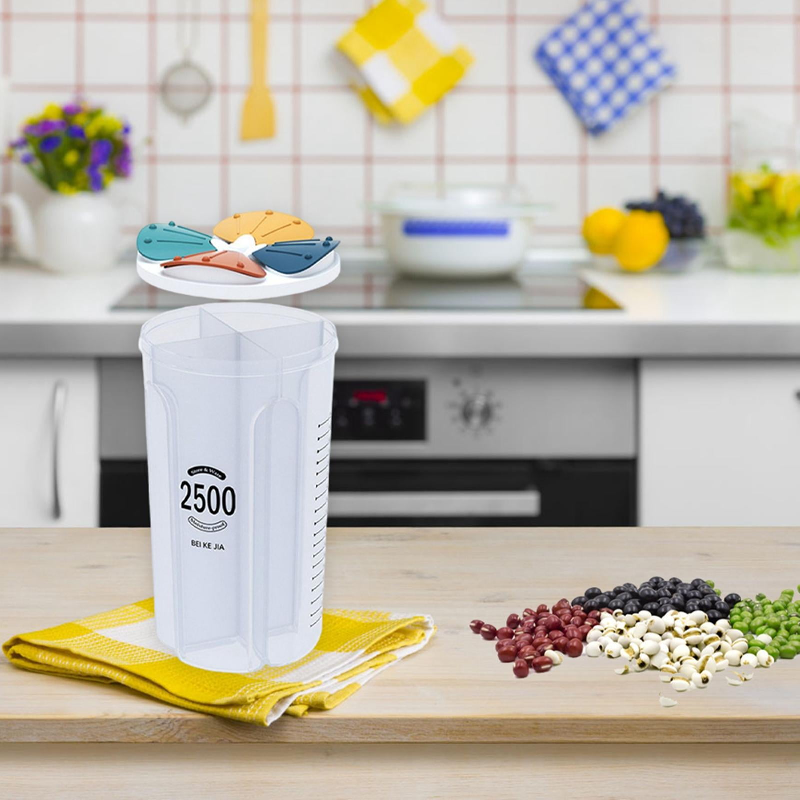 Airtight Cereal Storage Container with Lids and Compartments for Rice ...