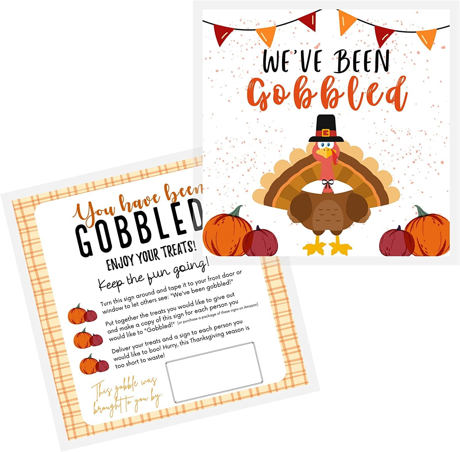 Youve Been Gobbled Thanksgiving Game Sheets 40 Pack 8x8" inches ...