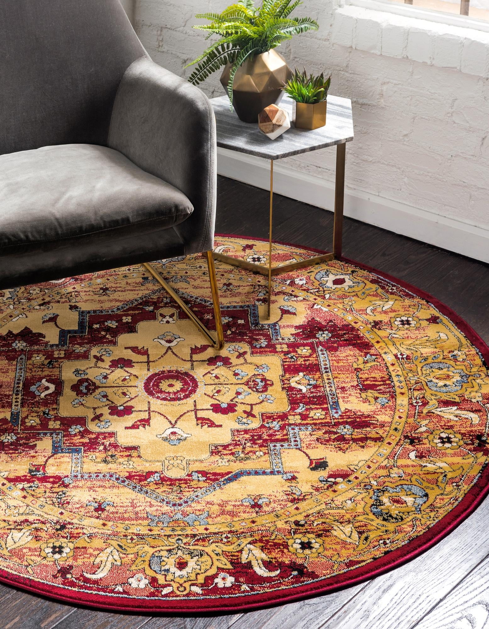 Rugs.com Kennedy Collection Rug – 5' Round Red Medium Rug Perfect For ...