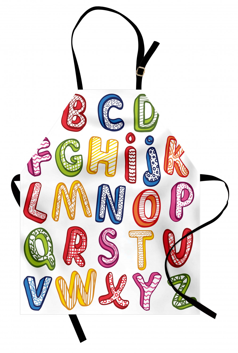 Educational Apron Hand Drawn Colorful 3D Style ABC Letters with Kids ...