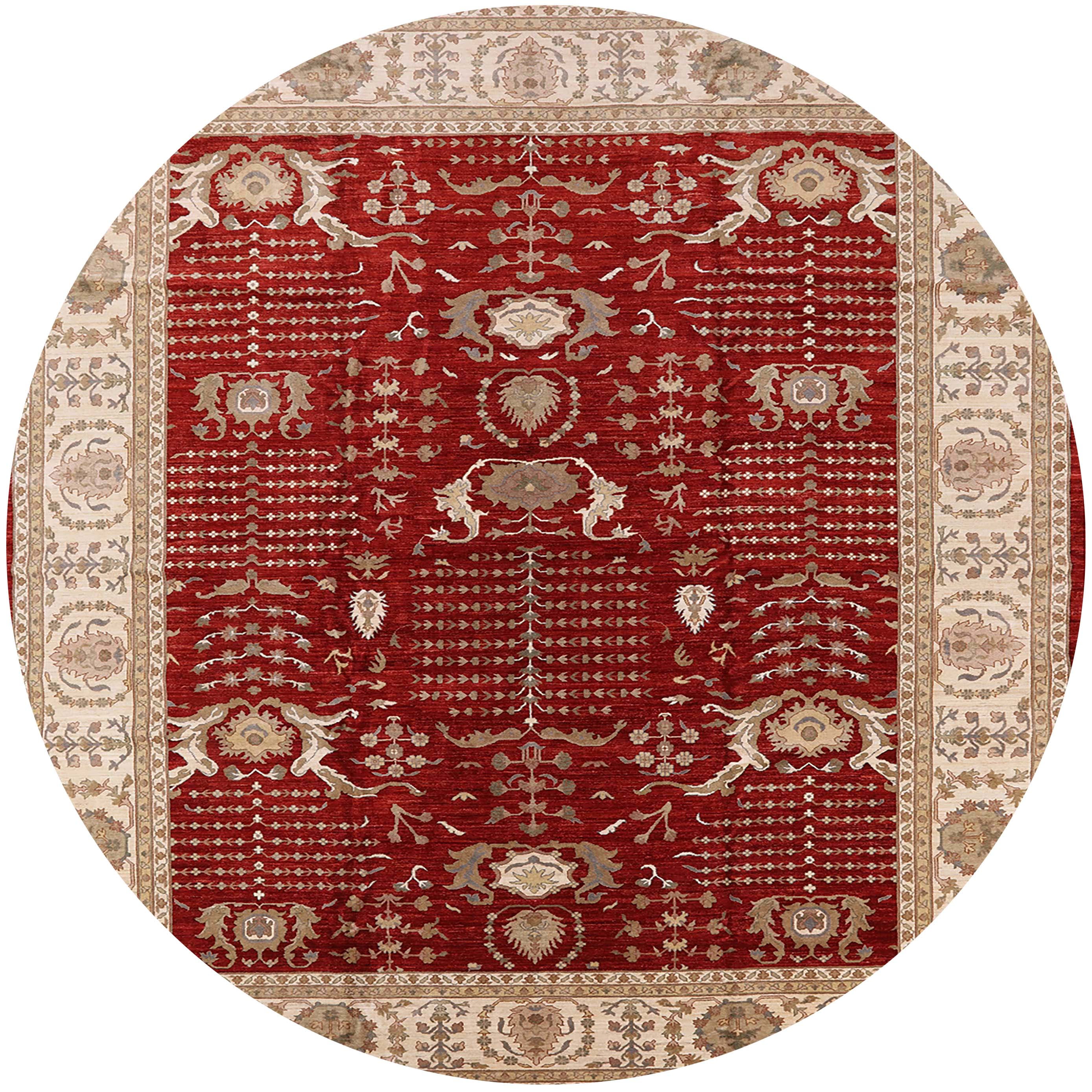 Ahgly Company Indoor Round Mid-Century Modern Red Oriental Area Rugs, 8 ...