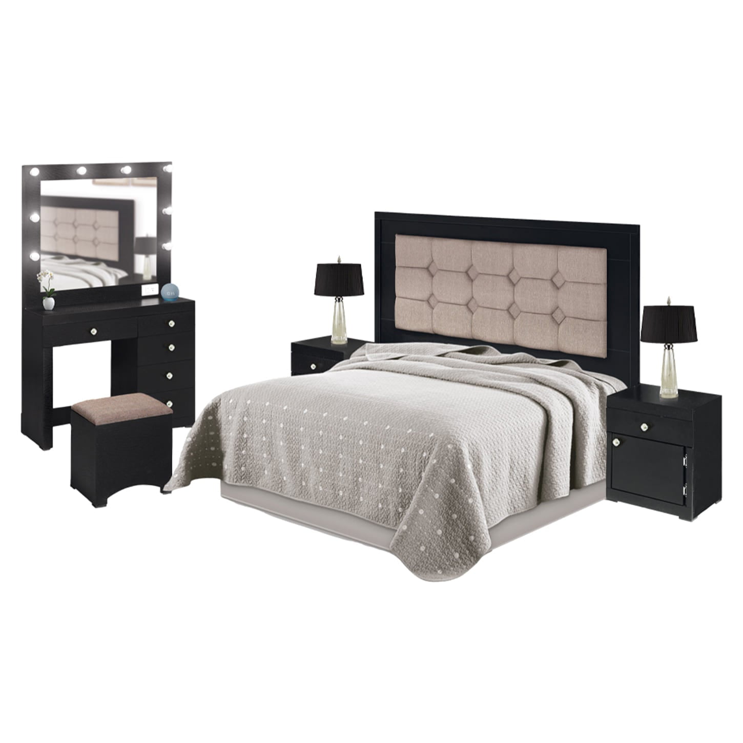 Recamara King Size Jennifer 5 Piezas Negro Kessa Muebles | Walmart en línea