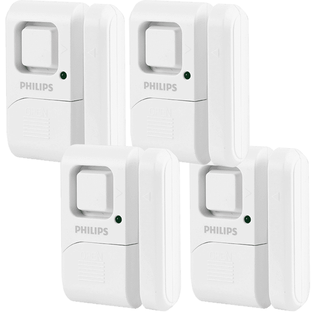 Philips Personal Security Window and Door Alarm, 4-Pack, White ...