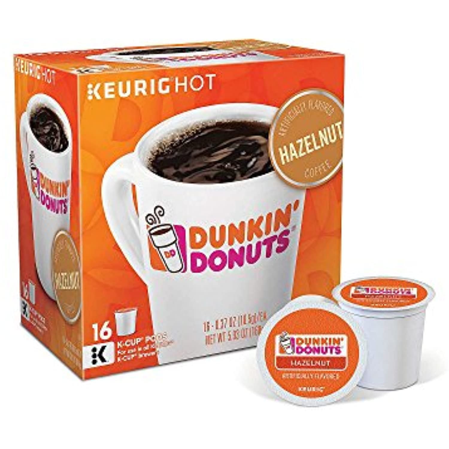 Dunkin Hazelnut Coffee 16 Count K-Cup Pods (Packaging May Vary ...