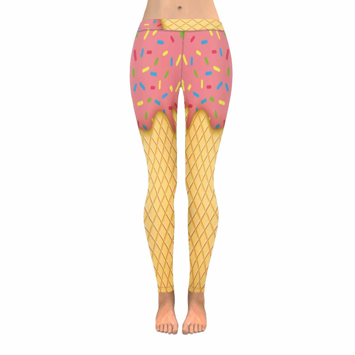 SUNENAT Funny Food Melting Ice Cream Cones Women's Capri Leggings ...