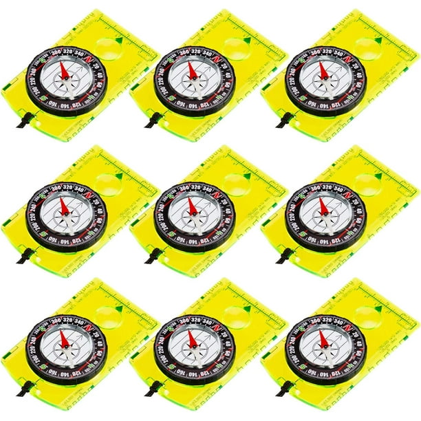 9 Pieces Orienteering Compass Hiking Backpacking Camping Compass Map ...