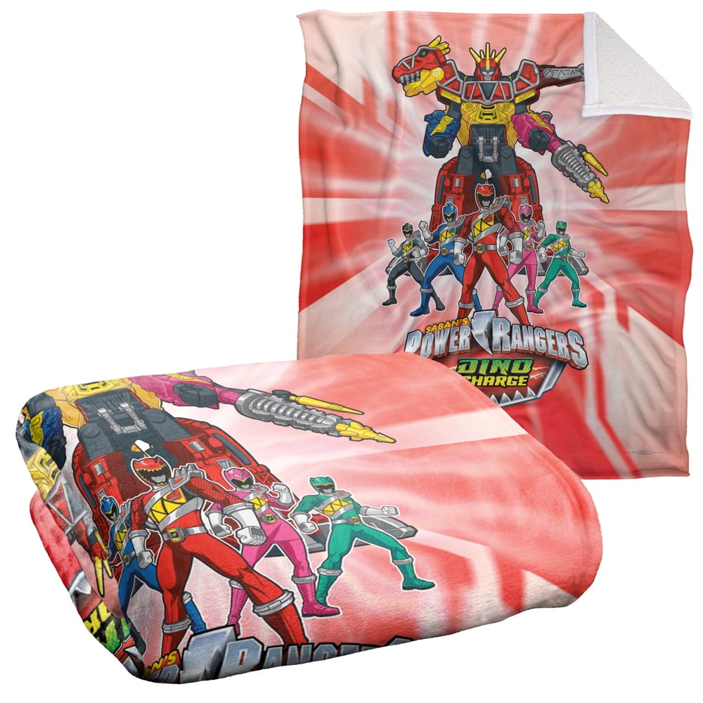 Power Rangers Blanket, 50"x60", Dino Ranger Silky Touch Sherpa Back ...