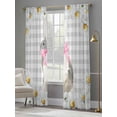 Easter Bunny Sheer Curtains 2 Panels Set Spring Bow Rabbit White Daisy ...