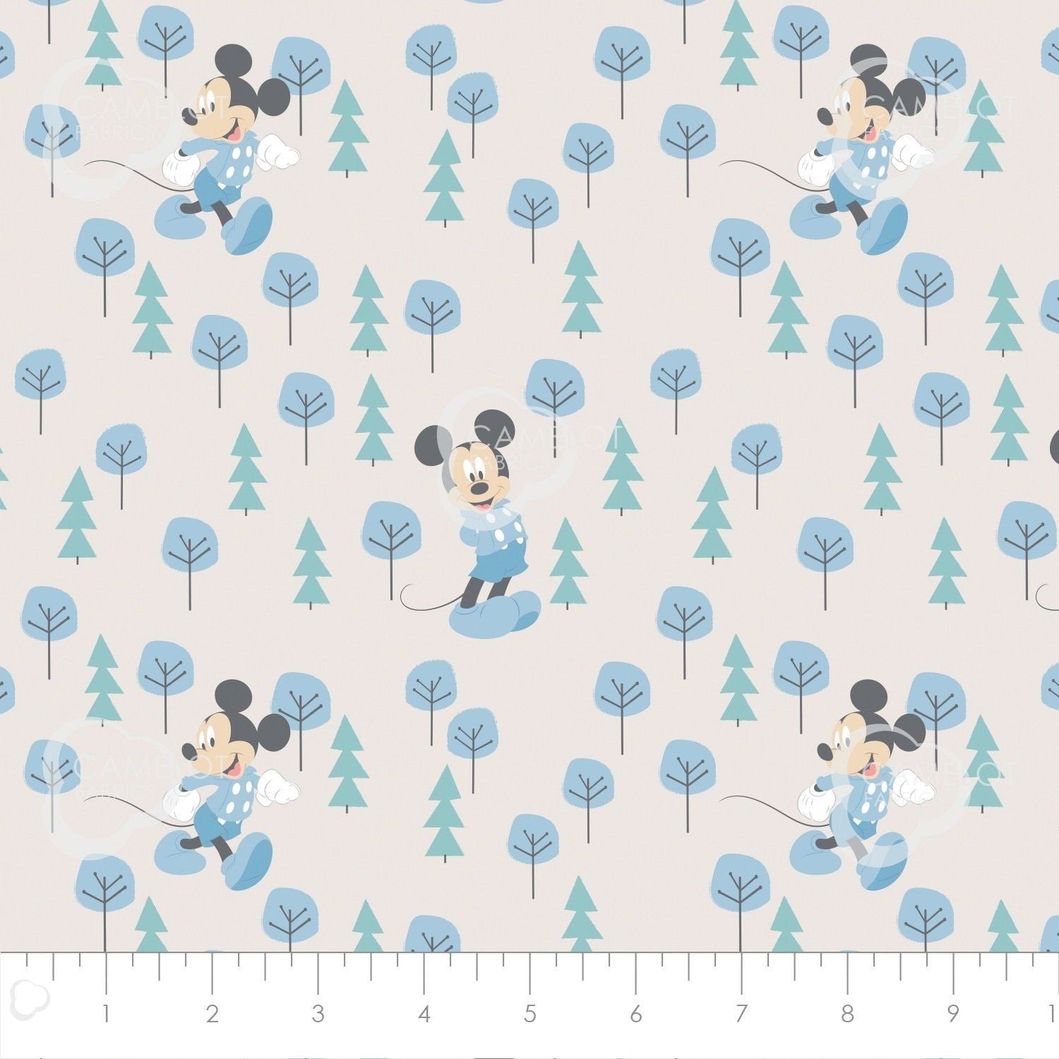 Disney Mickey Mouse Little Meadow Forest Ivory 100% Cotton Fabric Sold ...