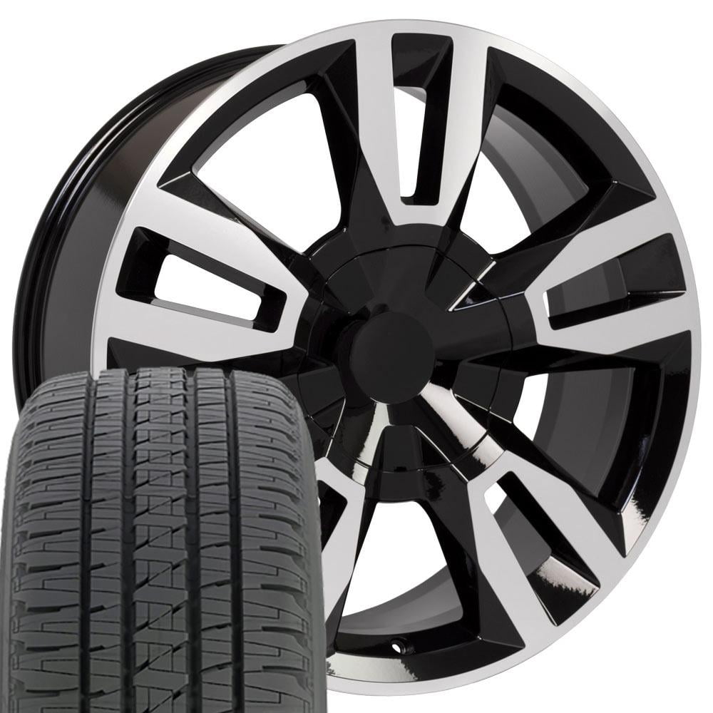 22 inch Black Machined 5821 OE Wheels & Bridgestone Tires Fit GM Trucks ...