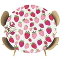 Cartoon Strawberry Ombre Pink Round Fitted Tablecloth with Elastic Edge ...