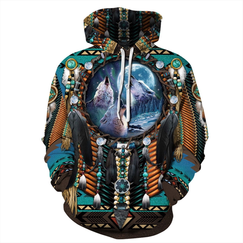 Indian Chief Native Tribal Totem Ethnic Hippie Men Women Pullover ...