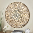 DecMode Gold Metal Plate Wall Decor with Embossed Details - Walmart.com
