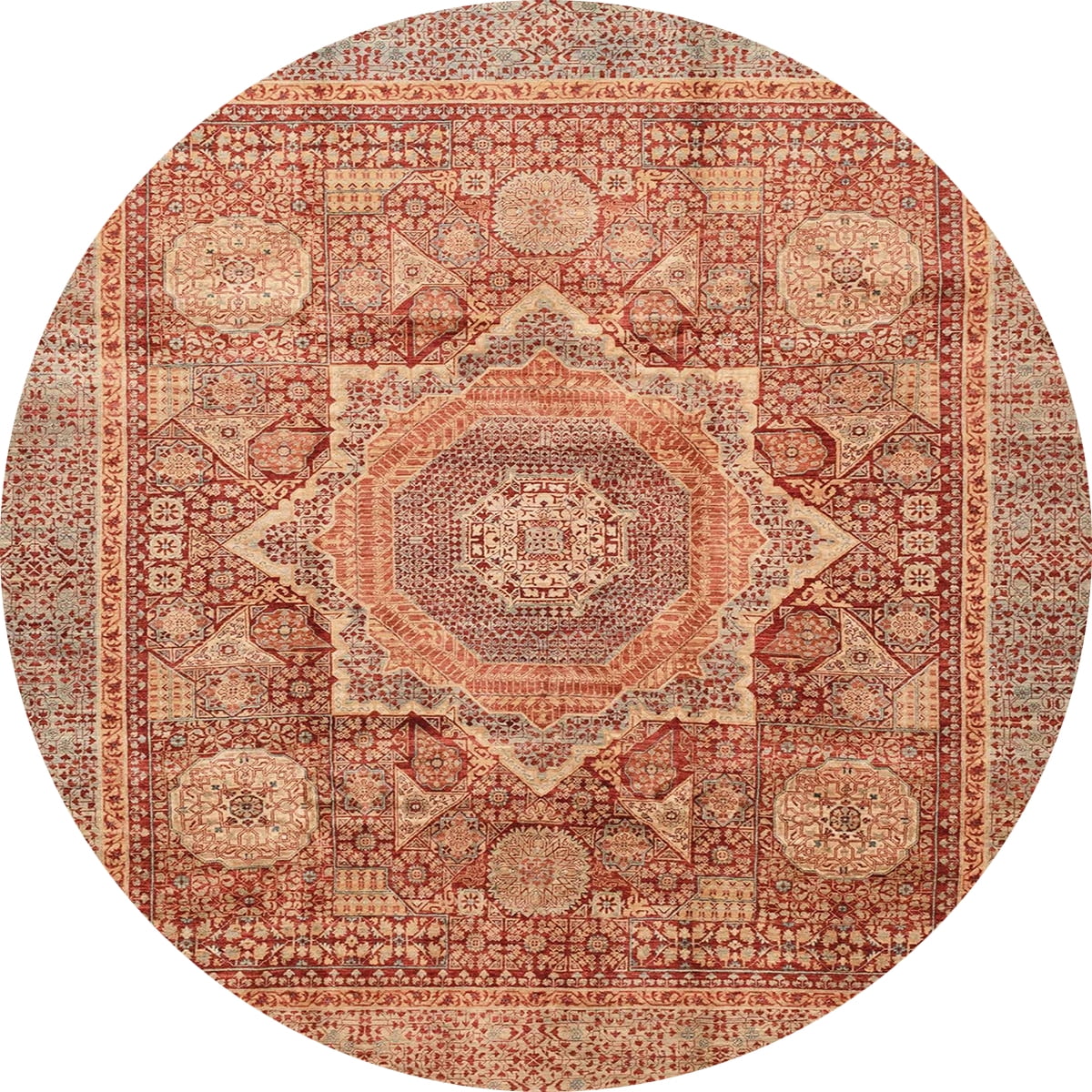 Ahgly Company Indoor Round Abstract Red Abstract Area Rugs, 5' Round ...