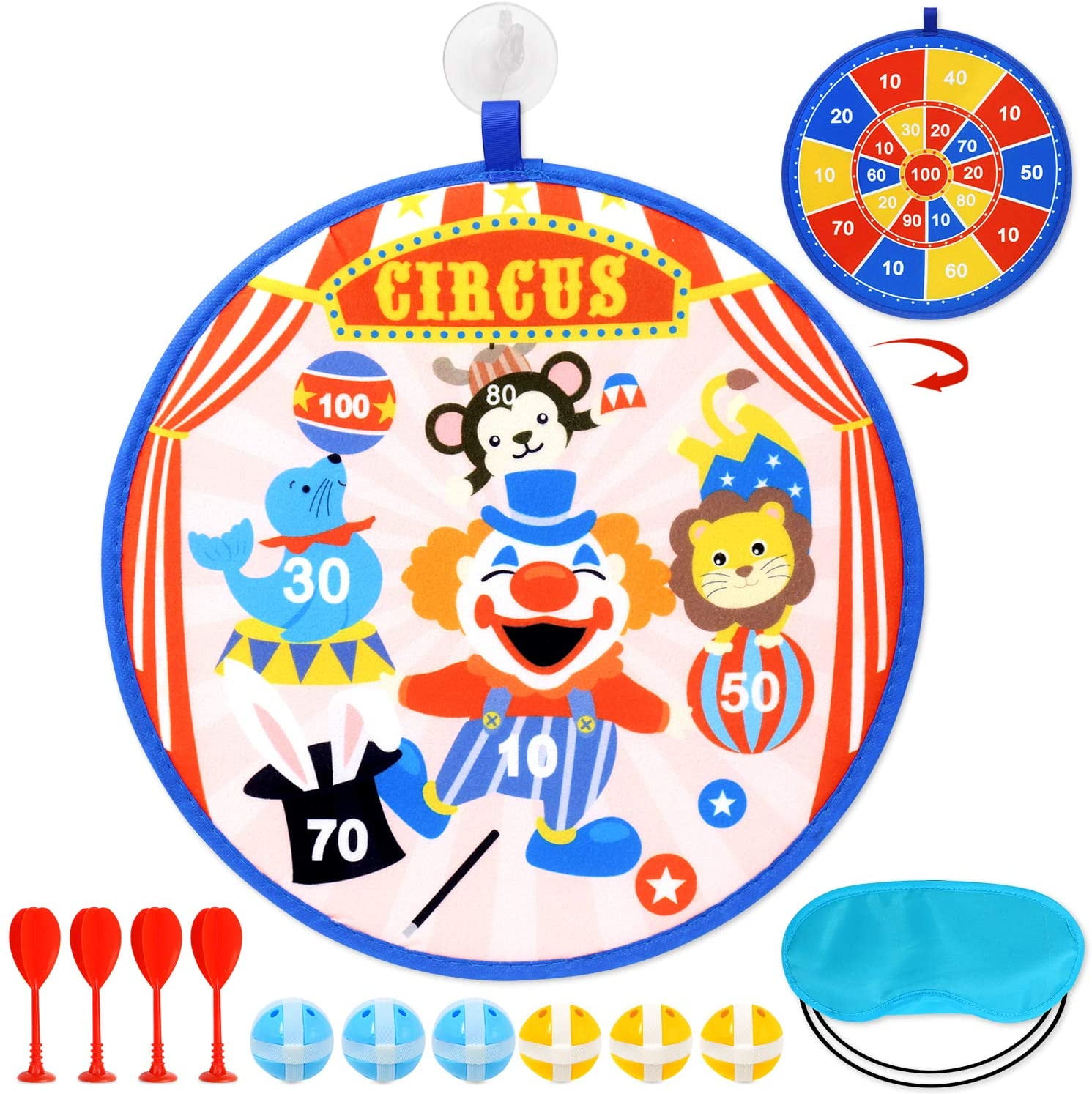 Kids Circus Dart Board Games with 6 Sticky Balls,4 Sticky Darts,Darts ...