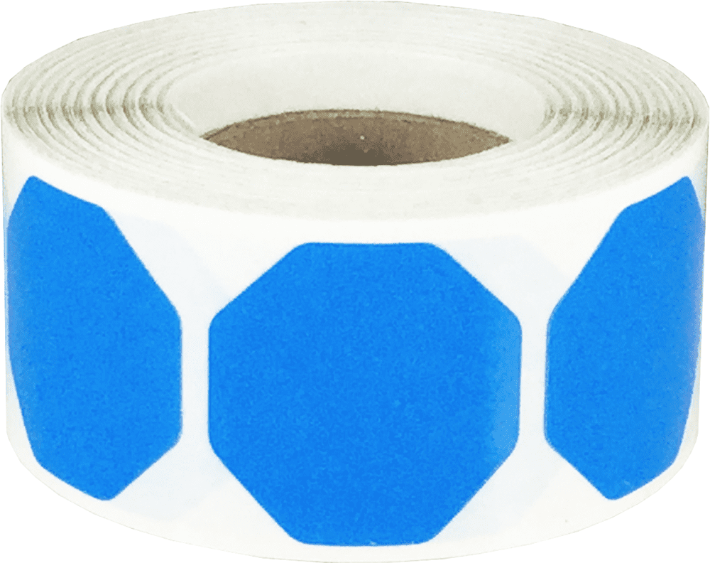 Blue Removable Octogon Stickers, 1 Inch Wide, 500 Labels on a Roll ...
