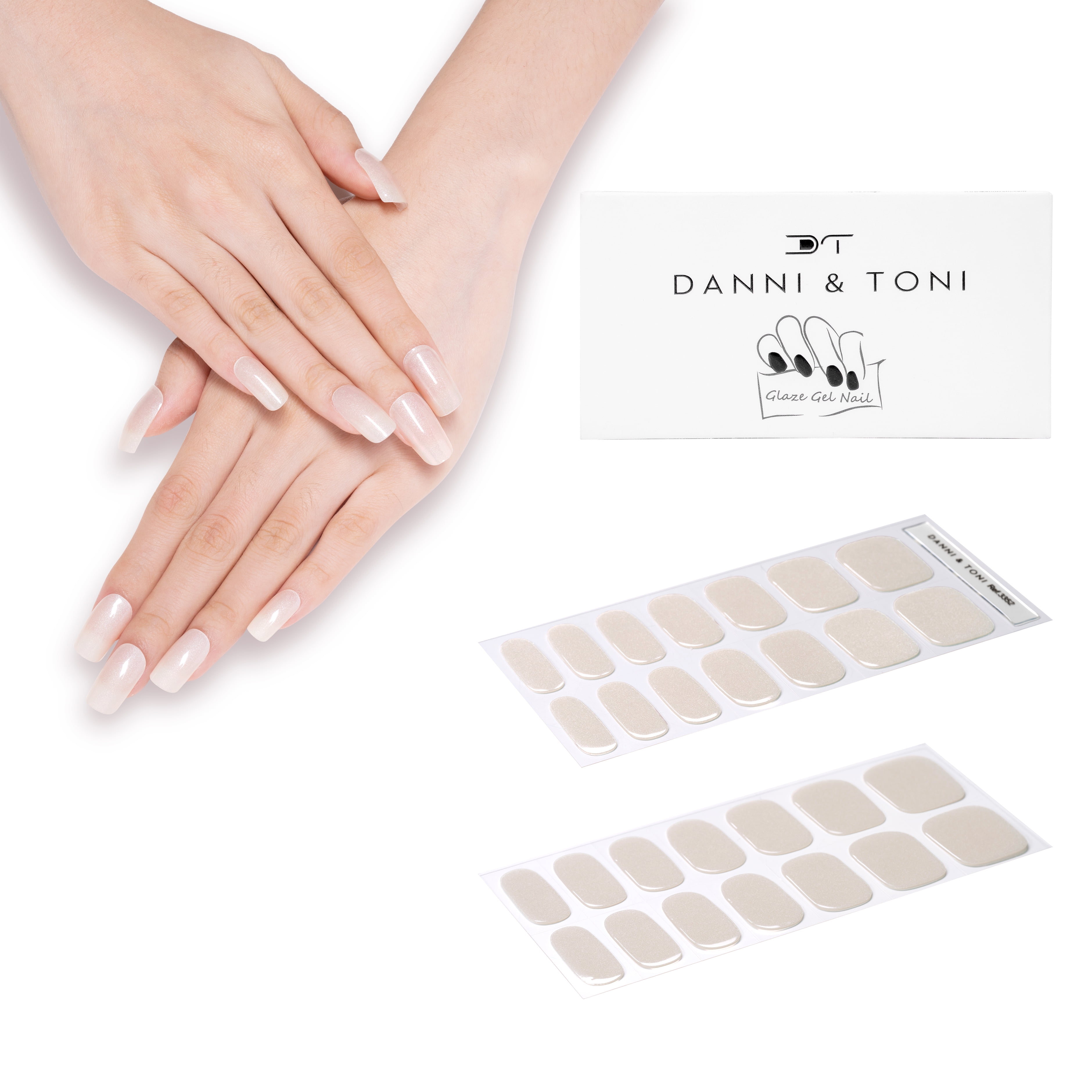 DANNI & TONI Semi Cured Nail Stickers (Sand Beige) Neutral Color Gel ...
